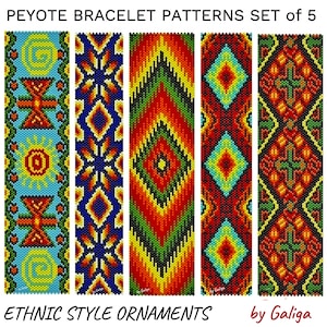 Bead Peyote Bracelet Patterns DIY Tribal Ethnic Huichol Hippie African ...