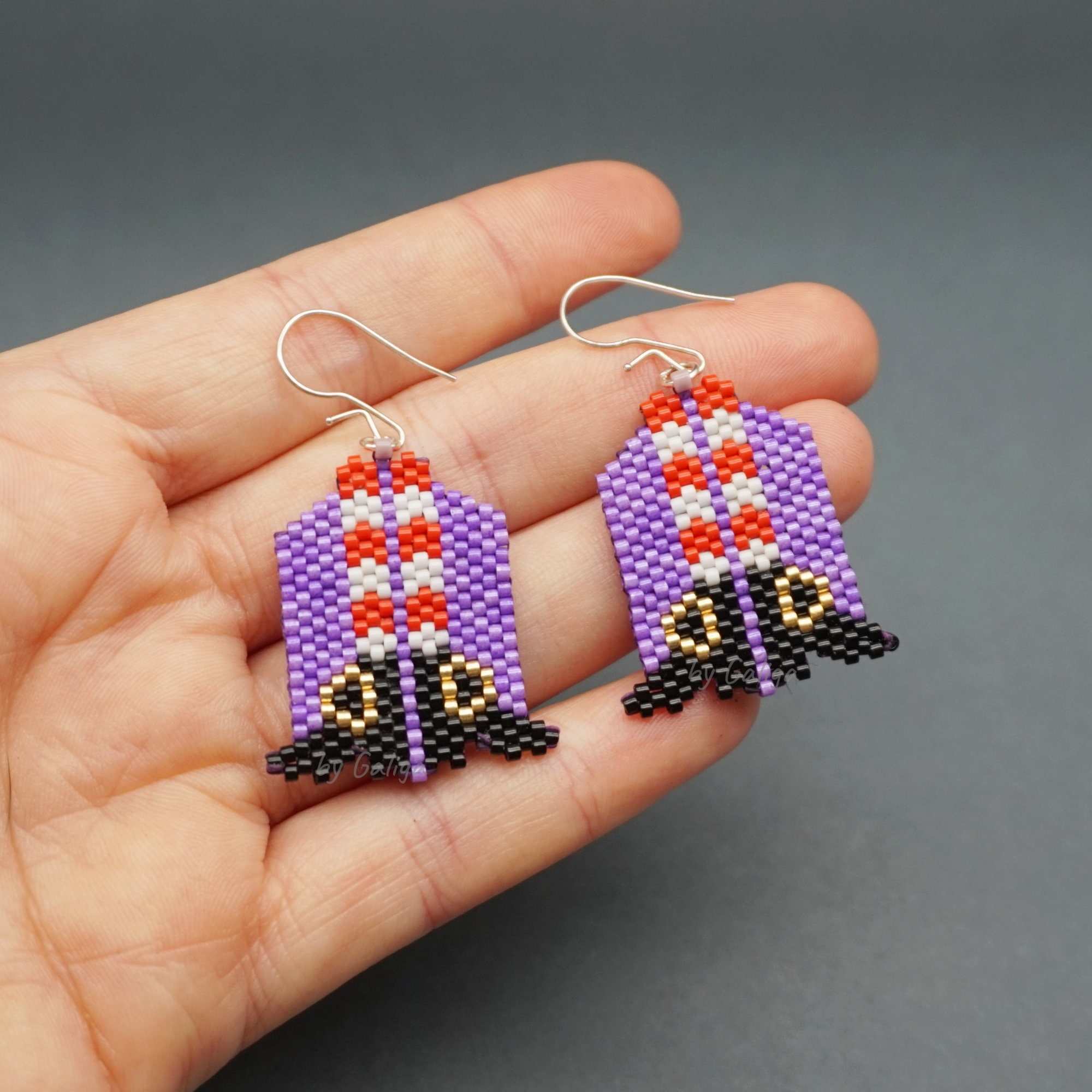Halloween Witch Legs Seed Bead Earrings Pendant Pattern Spooky Beaded ...