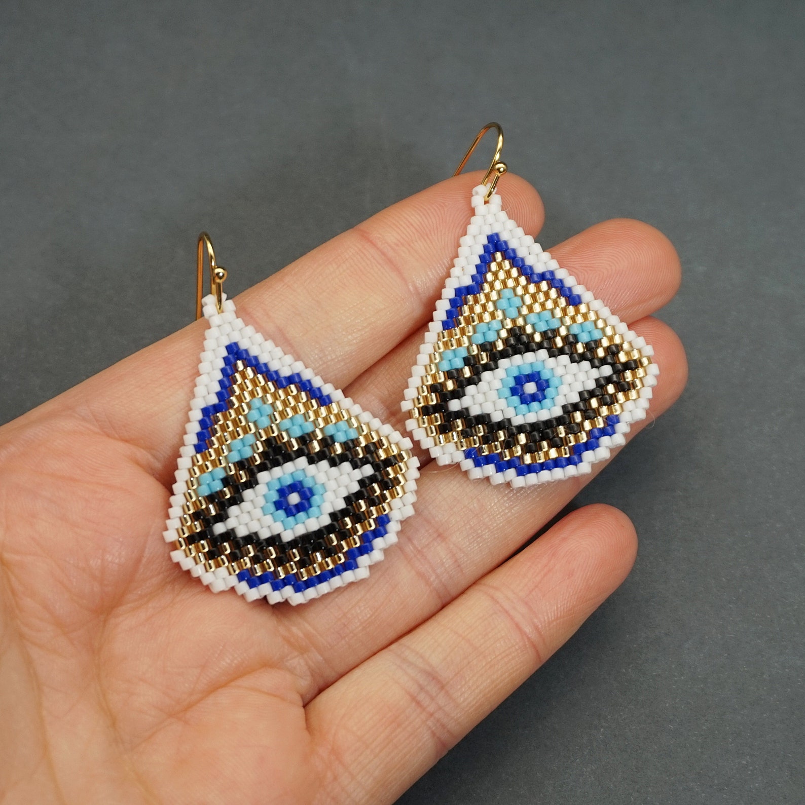 Beaded Earrings Patterns Beading Pattern Evil Eye Seed Bead - Etsy