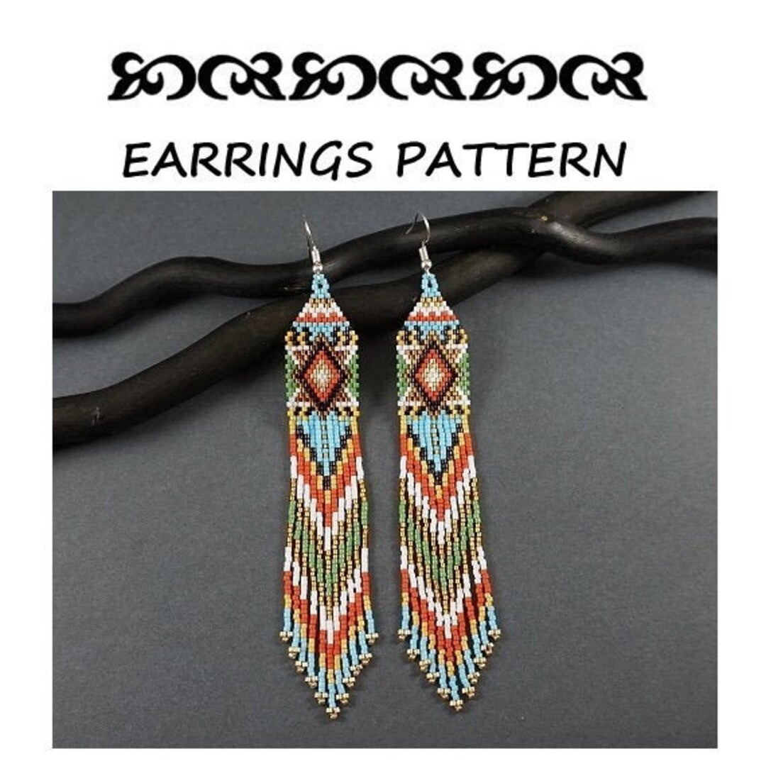 Long Earrings Pattern Beaded Fringe Earrings Pattern Beading - Etsy