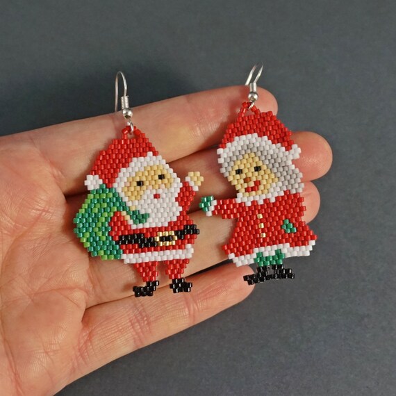 Santa Clause Beaded Earrings Tutorial
