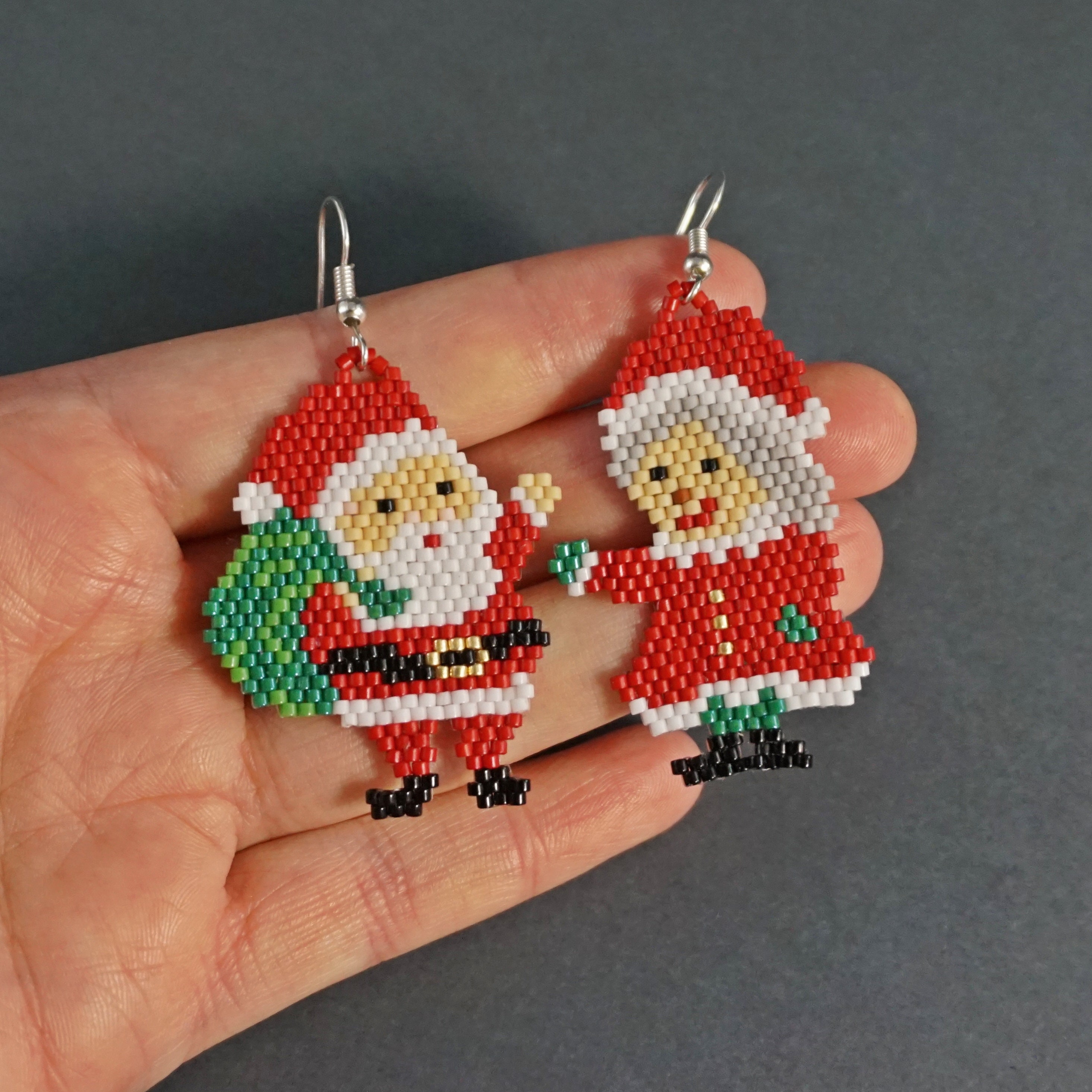 CHRISTMAS Patterns Santa Claus Beaded Earrings Pattern Xmas - Etsy