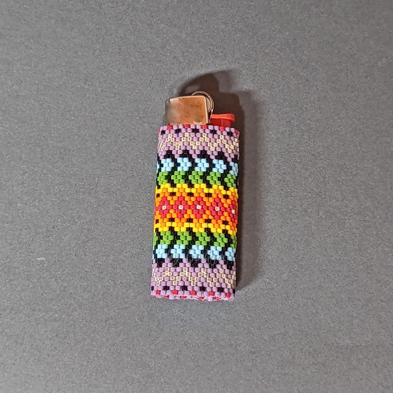 Mini Lighter Cover Beaded Pattern Seed Bead Delica Small Lighter Case ...