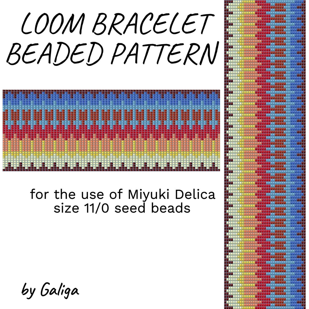 Loom Pattern Loom Bracelet Pattern Colorful Pattern for Beading Pattern ...