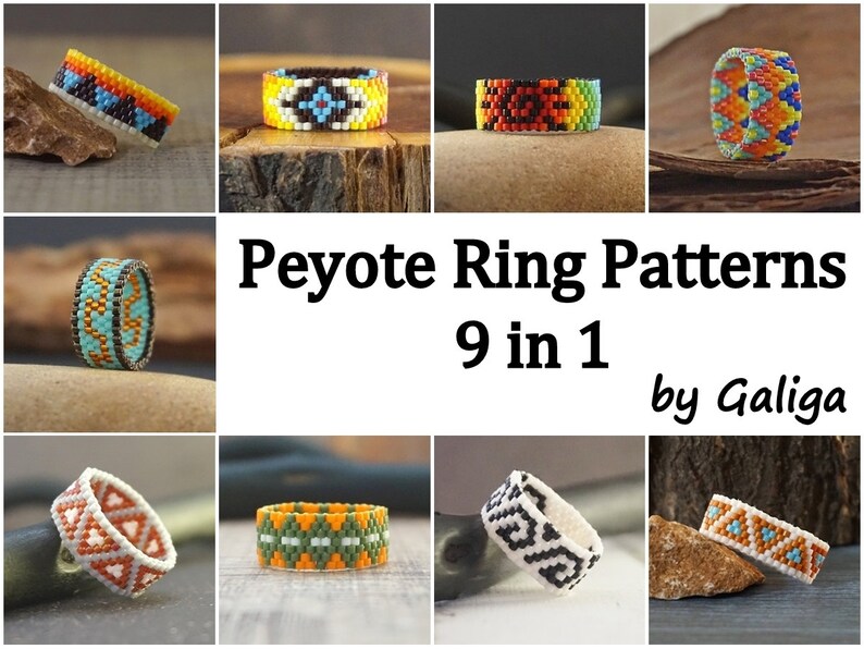 Peyote Rings Patterns Set Beading Pattern Beaded Rings - Etsy