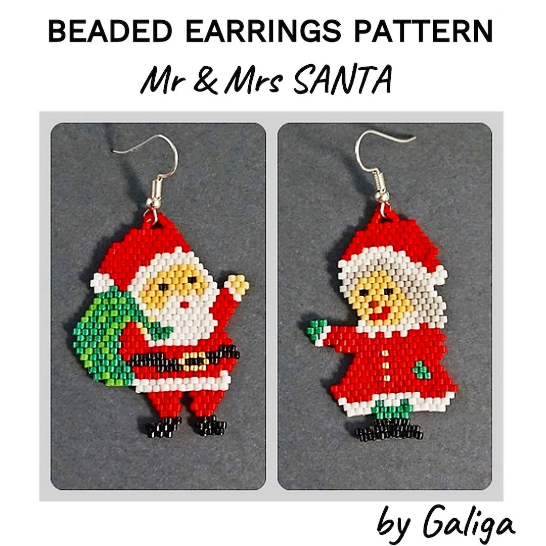 CHRISTMAS Patterns Santa Claus Beaded Earrings Pattern Xmas Beading ...