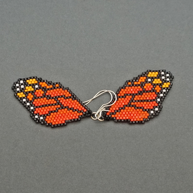 Monarch Butterfly Wing Beaded Pattern DIY Earrings Beading Jewelry ...