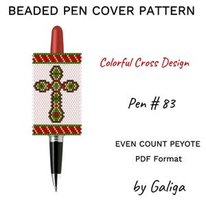 Colorful Cross Beaded Pen Wrap Pattern Religious Faith Beadwork ...