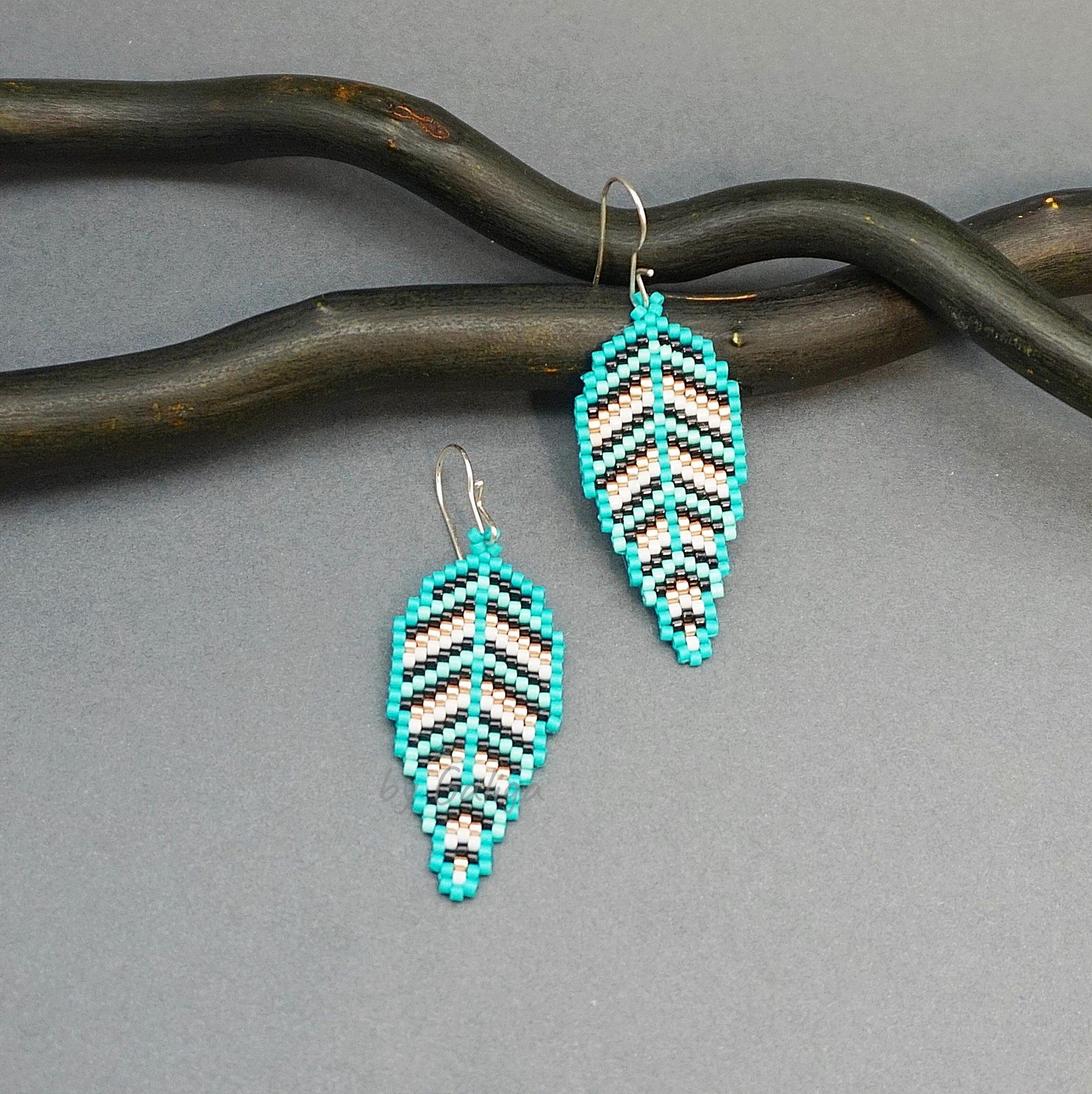 Leaf Beaded Earrings Patterns SET of 6 for Beading Jewelry Making DIY ...