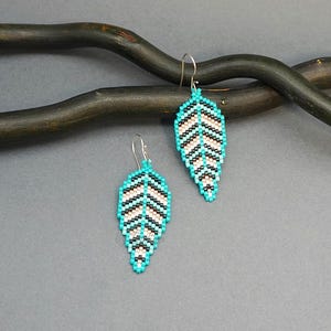 Leaf Beaded Earrings Patterns SET of 6 for Beading Jewelry Making DIY Seed Bead Designs Leaves ...