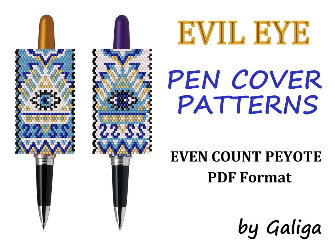 Evil Eye Peyote Pen Cover Patterns for Beading Patterns for | Etsy