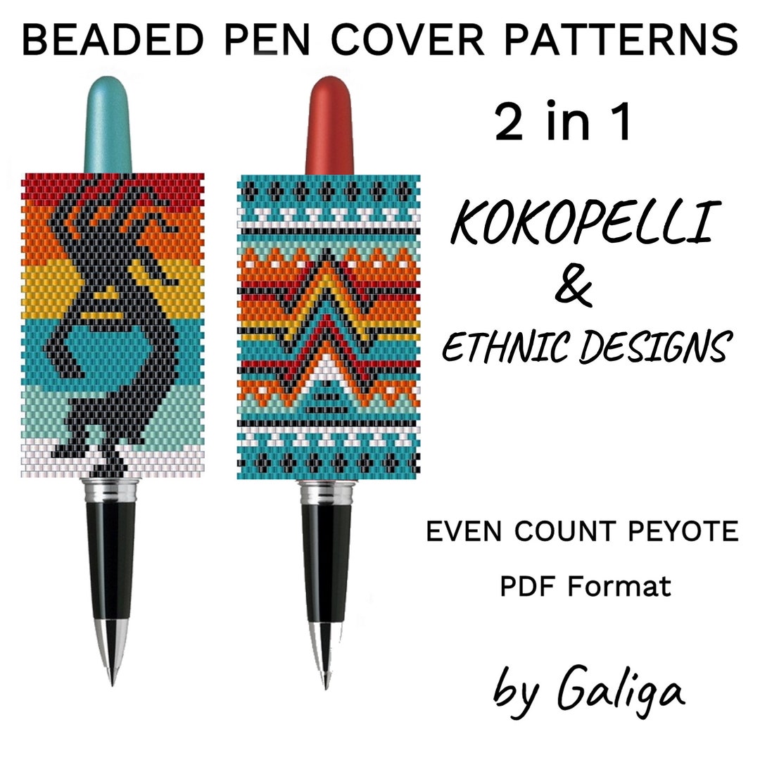 KOKOPELLI Pen Cover Pattern for Beading Patterns Pen Wrap Bead Pen ...