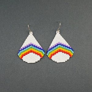 Beaded Earrings Patterns 2 Colors, Beading Pattern, Colorful Rainbow ...