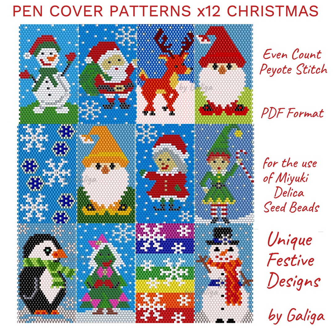 Christmas Pen Cover Patterns Xmas Designs Beaded Santa Beading DIY ...