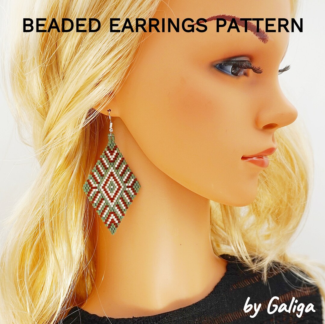 Beaded Earrings Pattern Beading Pattern Geometric Earrings Brick Peyote ...