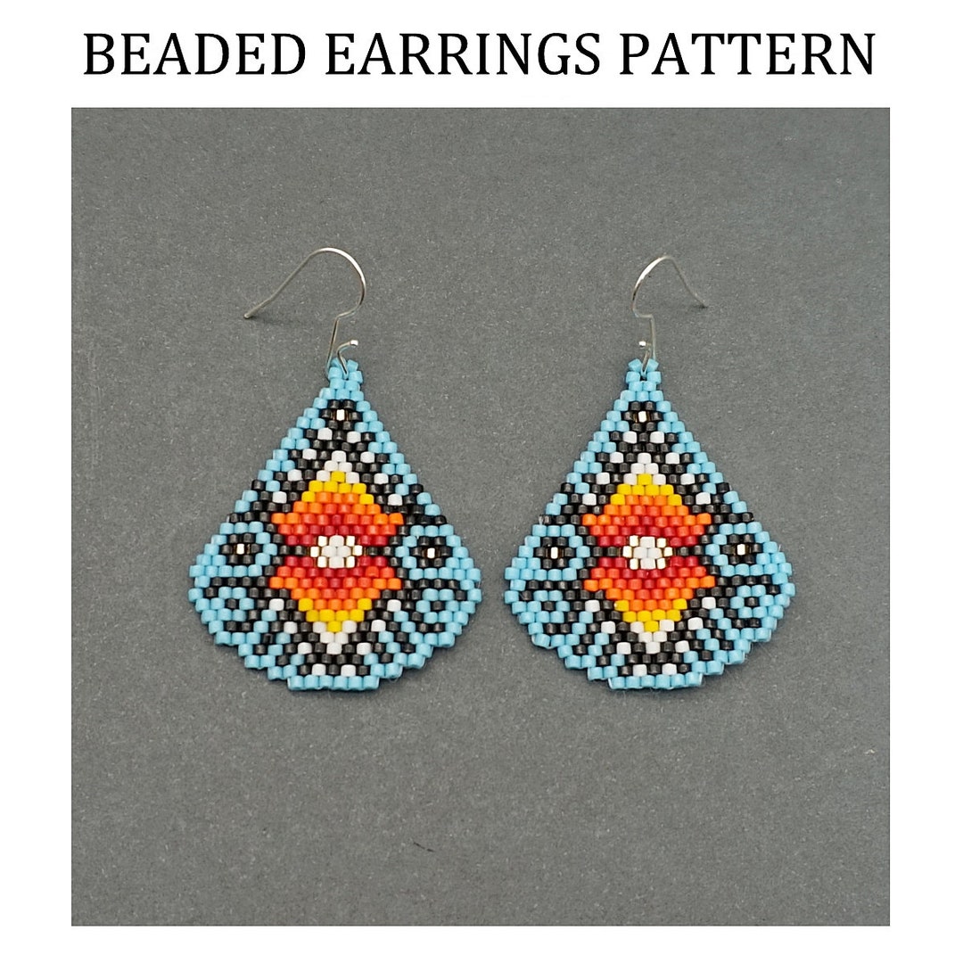 Teardrop Beaded Earrings Pattern Beading Pattern Seed Bead - Etsy