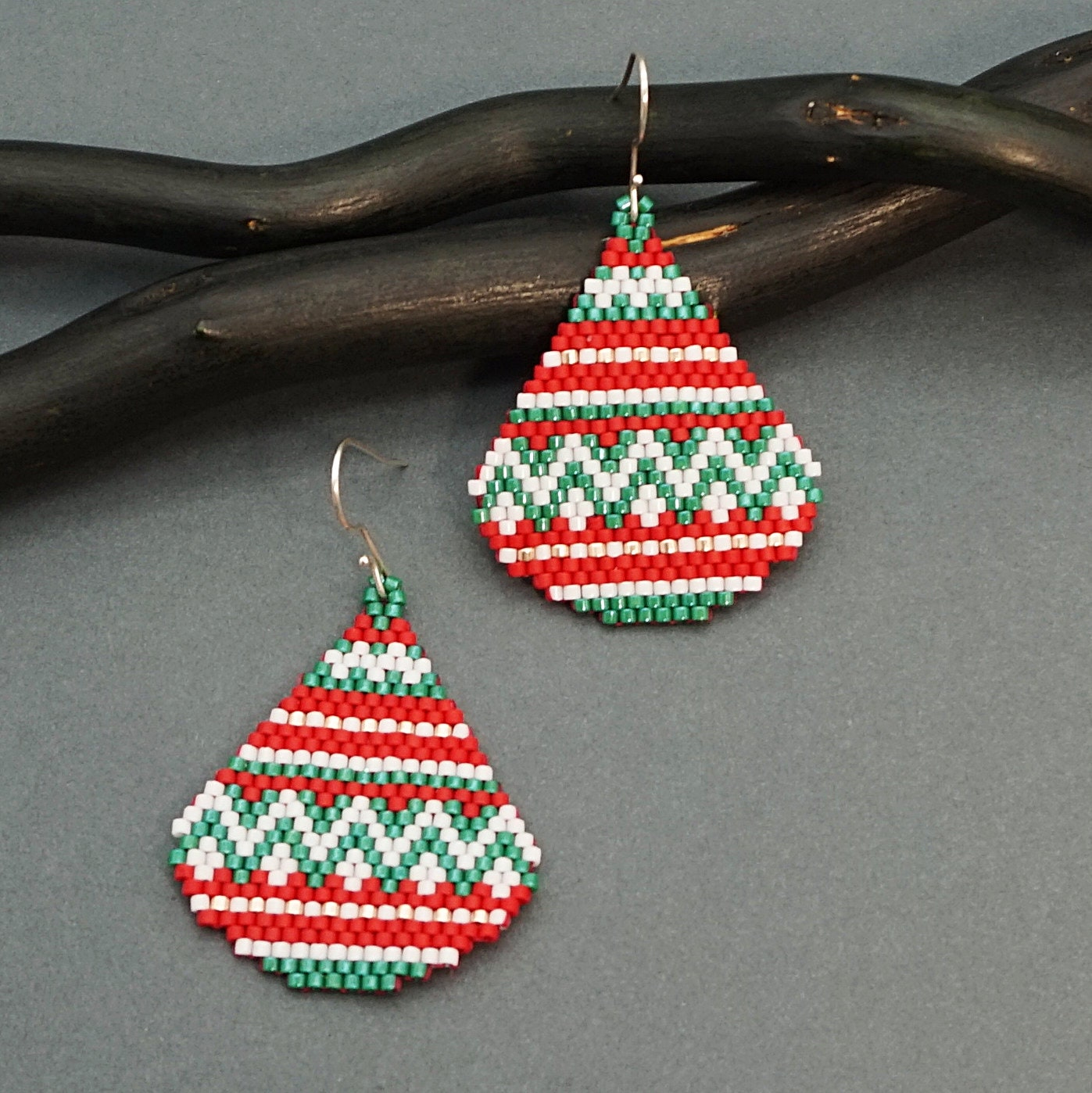 CHRISTMAS EARRINGS Patterns Beading Set of 10 Brick Stitch - Etsy