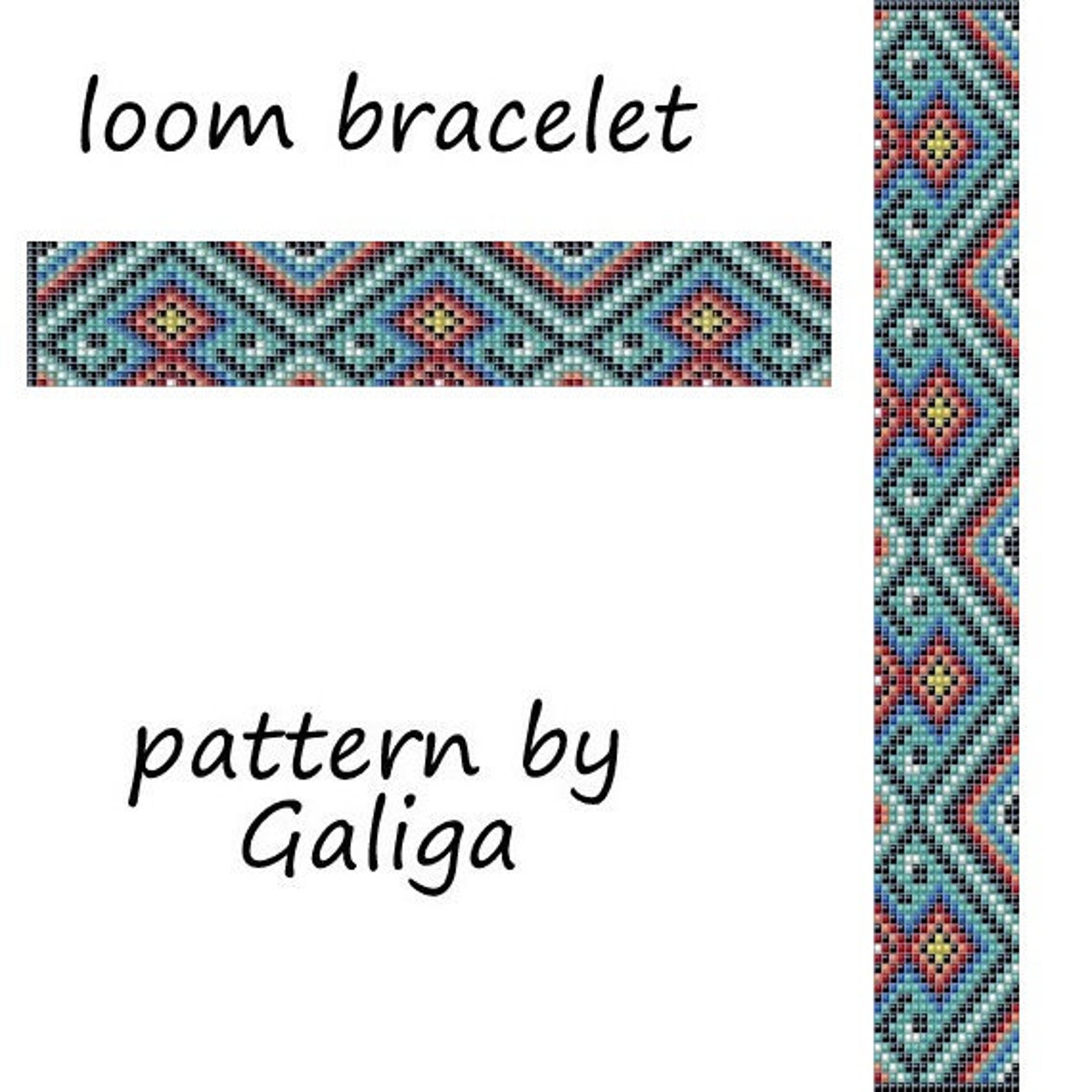 Loom Bracelet Pattern Ethnic Pattern Cyan Blue Bracelet Beaded - Etsy