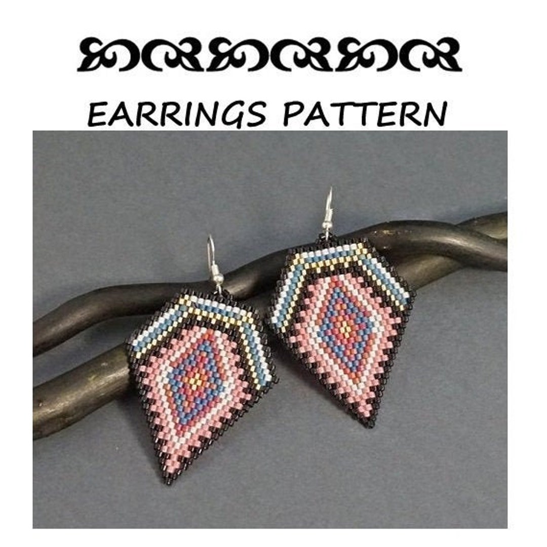 Diamond Beaded Earrings Pattern Geometric Pattern for Beading - Etsy