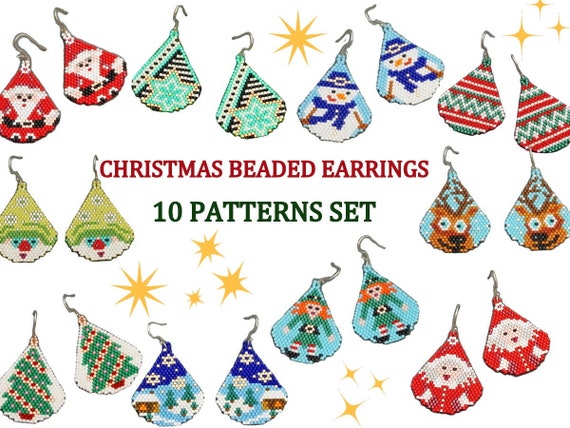 CHRISTMAS EARRINGS Patterns Beading Set of 10 Brick Stitch - Etsy