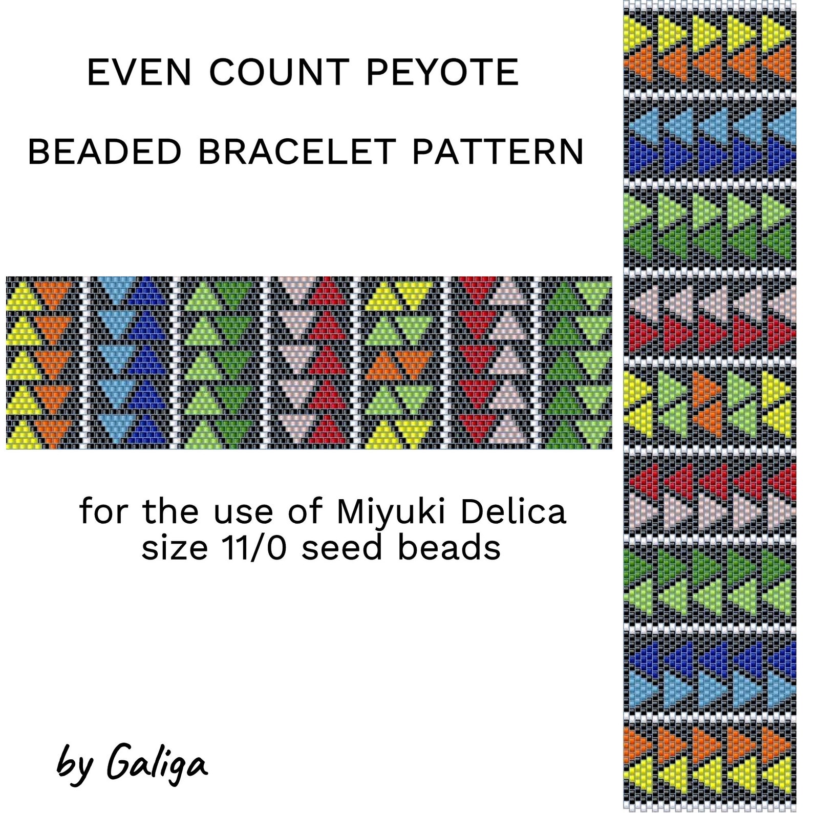 Colorful Even Count Peyote Beaded Bracelet Pattern for Beading ...