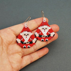 SANTA Patterns Christmas Beaded Earrings Pattern Xmas Beading Christmas ...