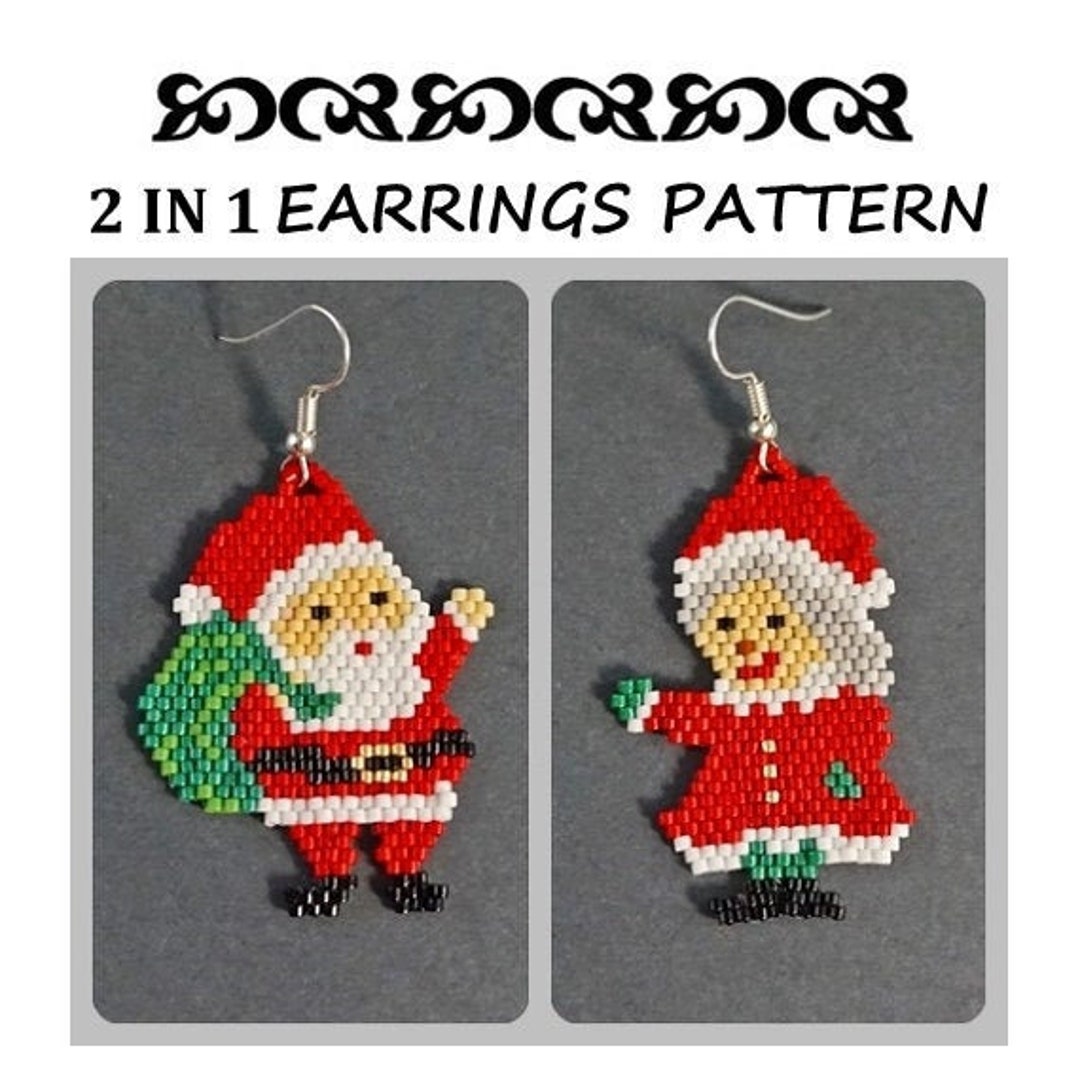 CHRISTMAS Patterns Santa Claus Beaded Earrings Pattern Xmas - Etsy