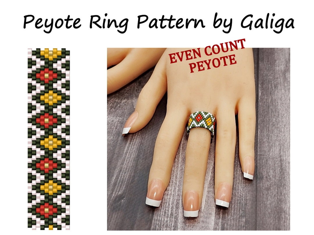 Peyote Ring Pattern Jewelry Making Yellow Green Ring Tutorial Pdf ...