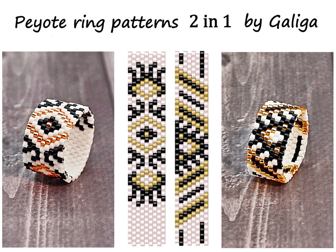 Peyote Ring Pattern Gold Rings Design Beading Schema Beaded - Etsy