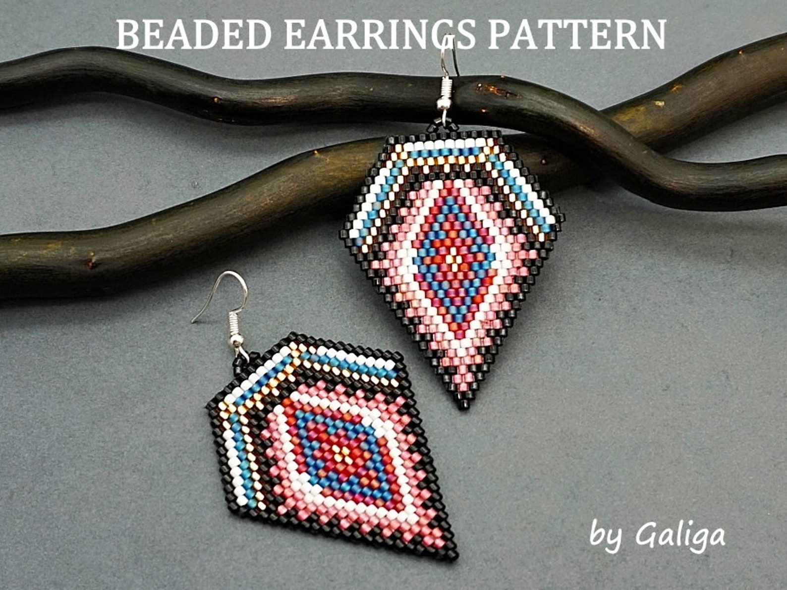 Diamond Beaded Earrings Pattern Geometric Pattern for Beading - Etsy
