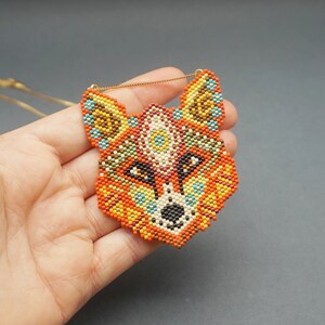 Beaded Fox Pattern Jewelry Making Beading Design Cute Fox Face Seed ...
