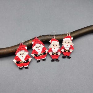 Beaded Santa Patterns Christmas DIY Crafts Seed Bead Earrings Pendants ...