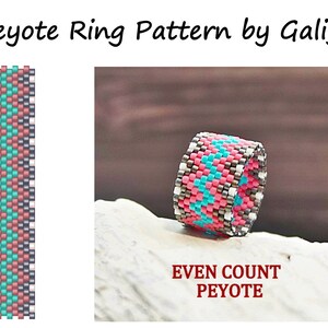 Even Peyote Ring Pattern Pastel Blue Pink Beaded Ring Making Instant Download Beading Jewelry ...