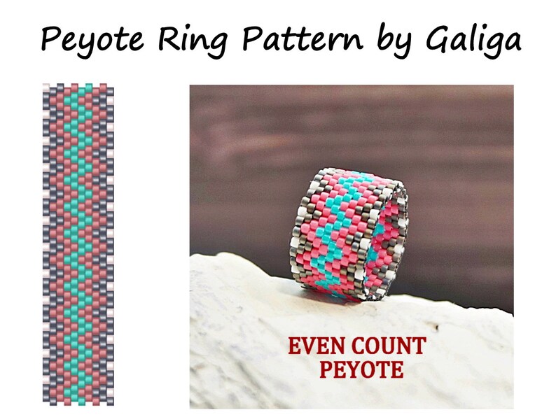 Even Peyote Ring Pattern Pastel Blue Pink Beaded Ring Making - Etsy