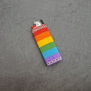 Peace Symbol Lighter Pattern Beaded Peace Sign Rainbow Lighters Covers ...