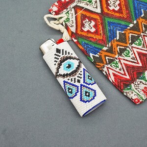 Evil Eye Lighter Cover Pattern Ethnic Lighter Beading Pattern Seed Bead ...