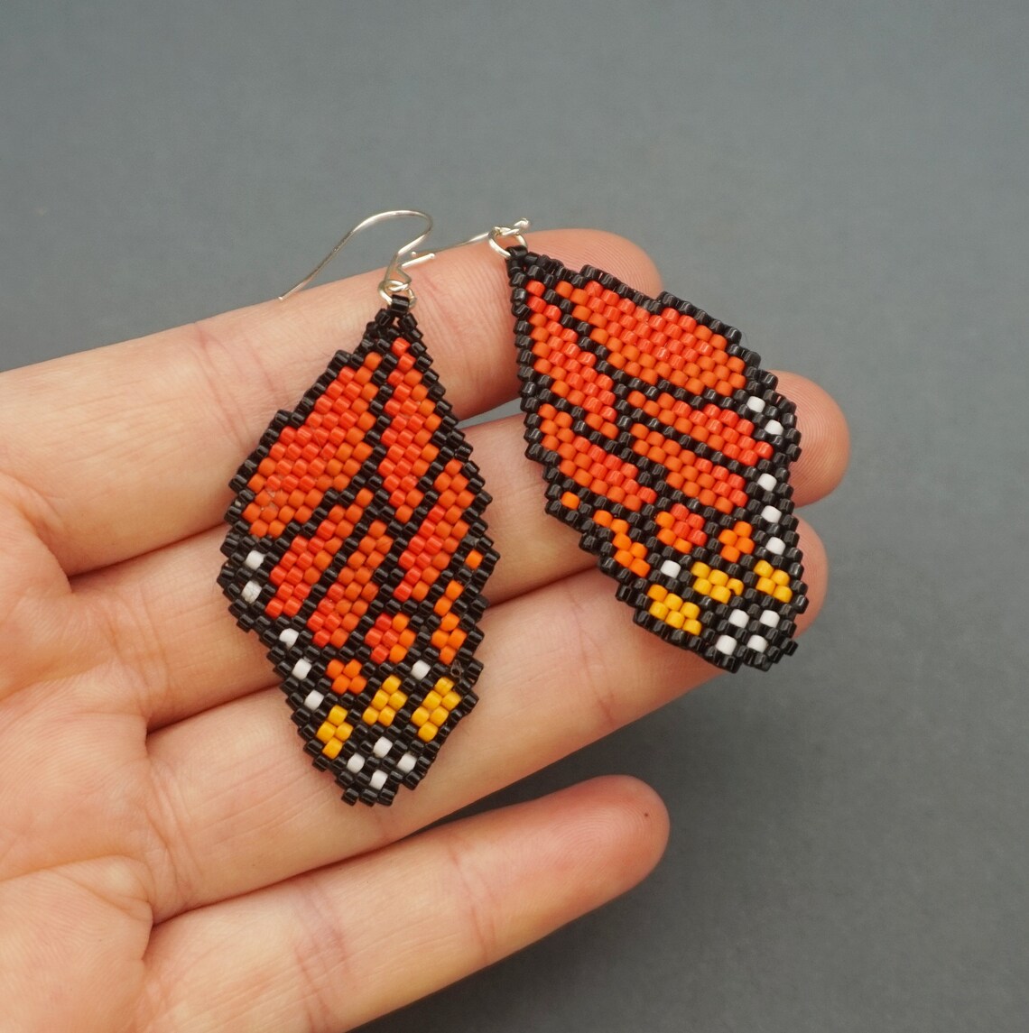 Monarch Butterfly Wing Beaded Pattern DIY Earrings Beading Jewelry ...
