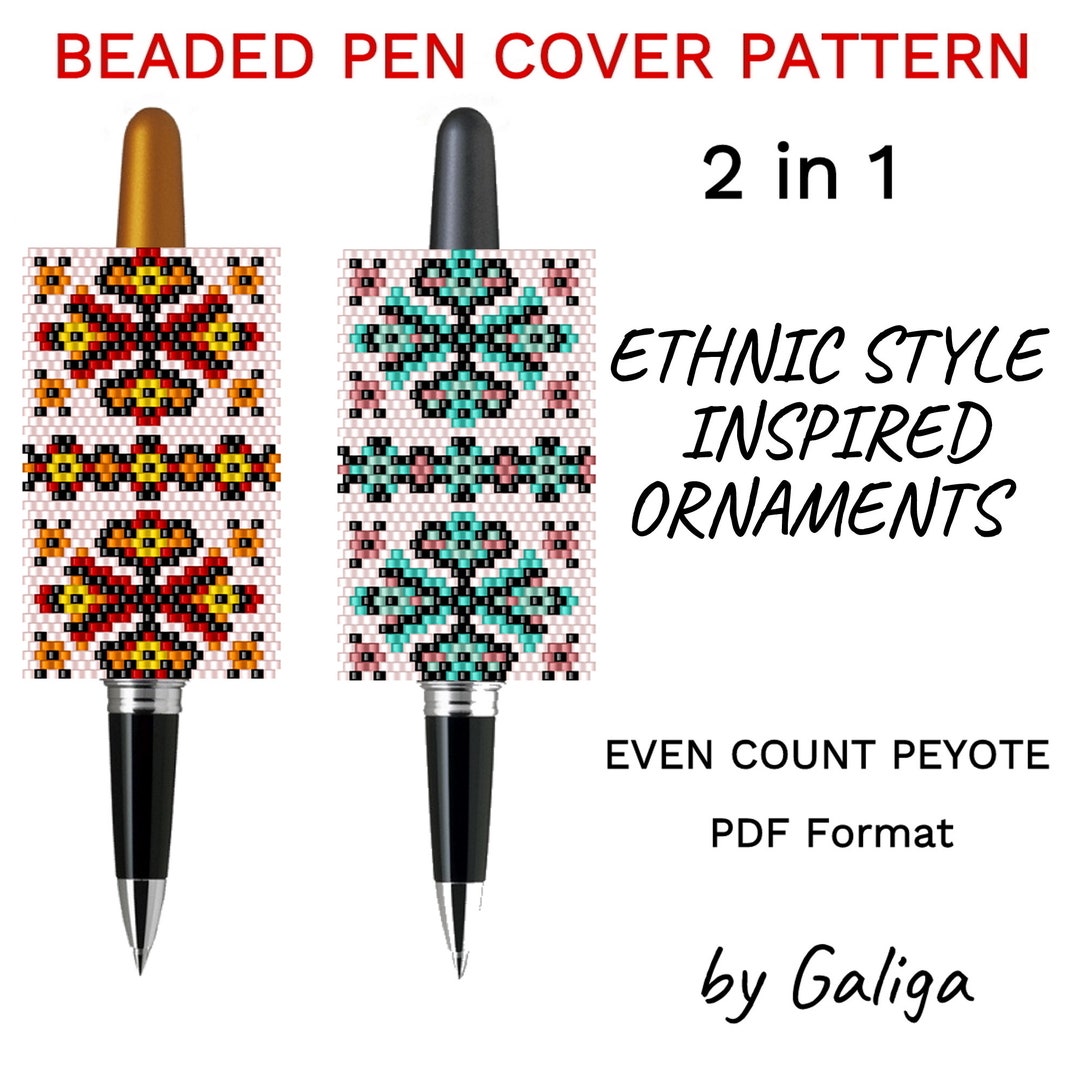 Pen Cover Pattern for Beading Ethnic Patterns Seed Bead Pen Wrap Tribal ...