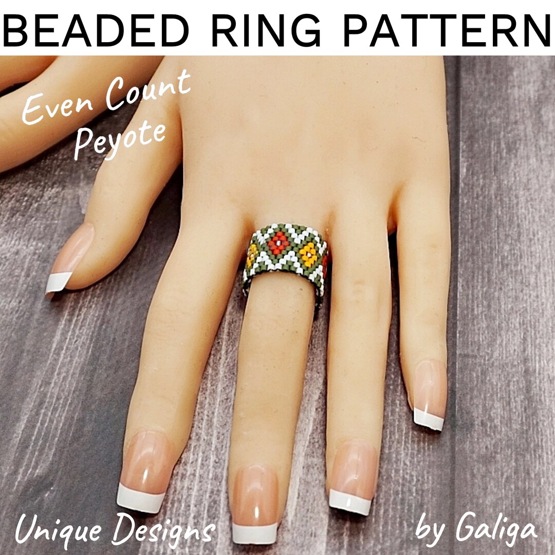 Peyote Ring Pattern Jewelry Making Yellow Green Ring Tutorial Pdf ...