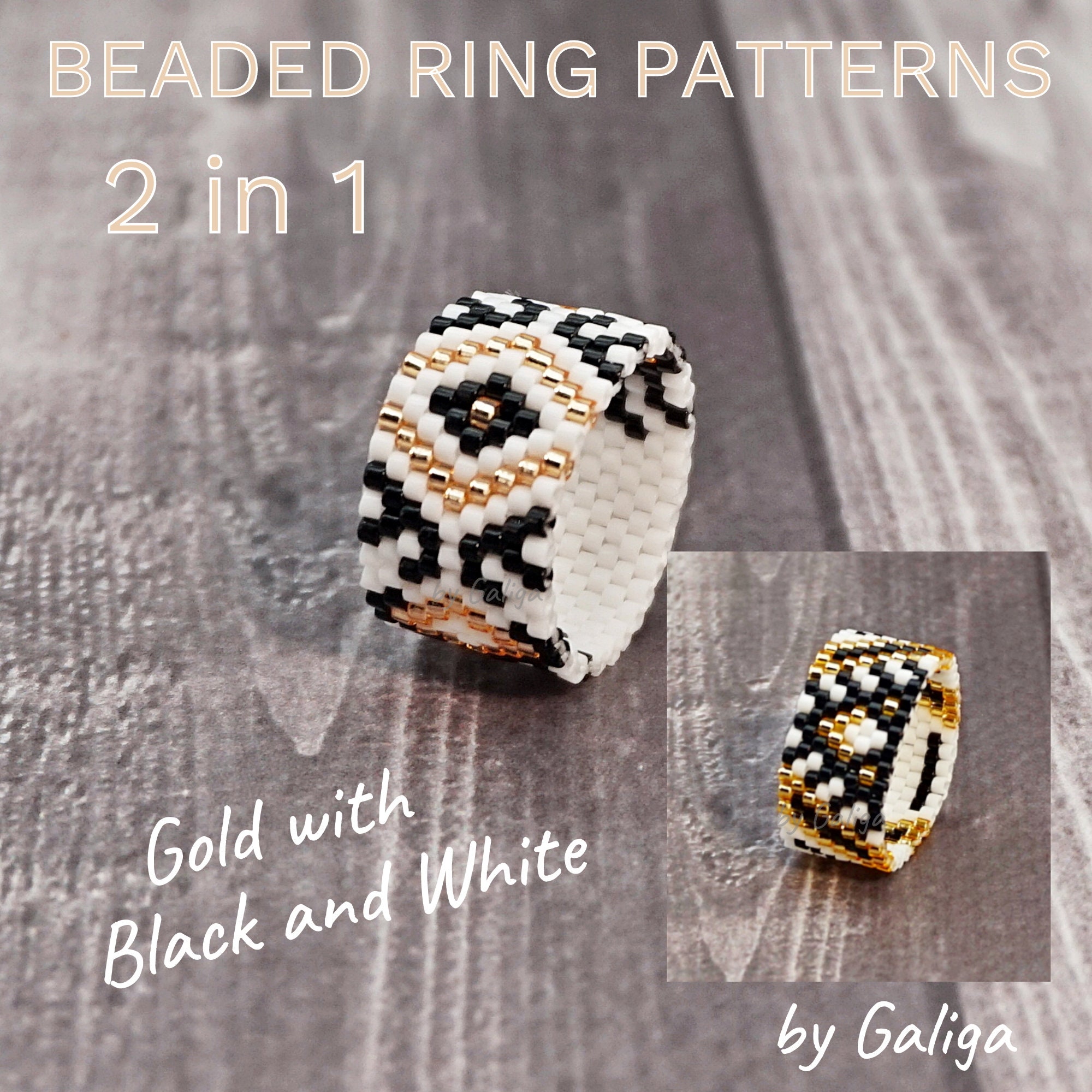 Peyote Ring Pattern Gold Rings Design Beading Schema Beaded Ring ...