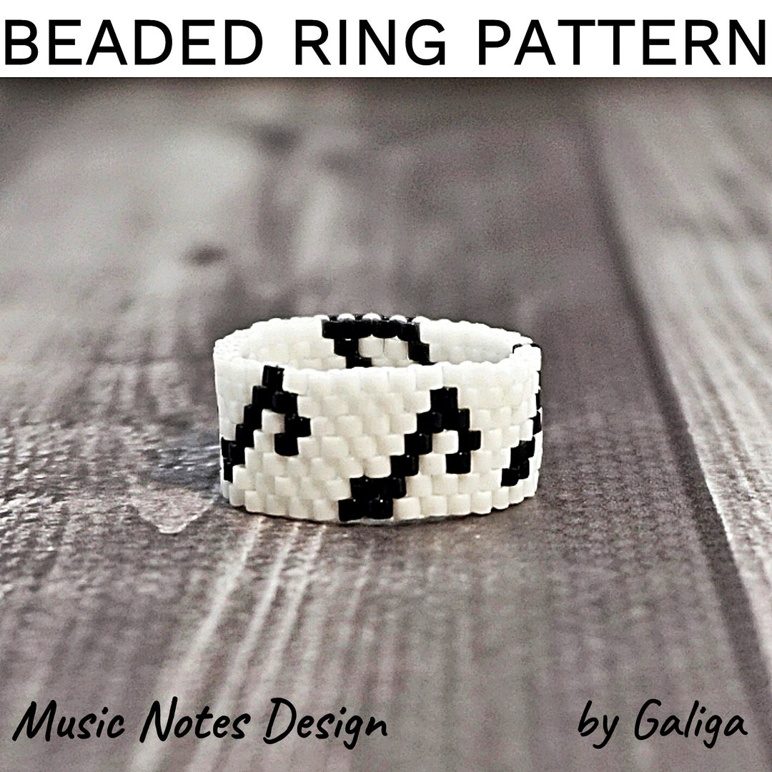 Peyote Ring Pattern Beading Music Notes Ring Boho Beaded Jewelry ...