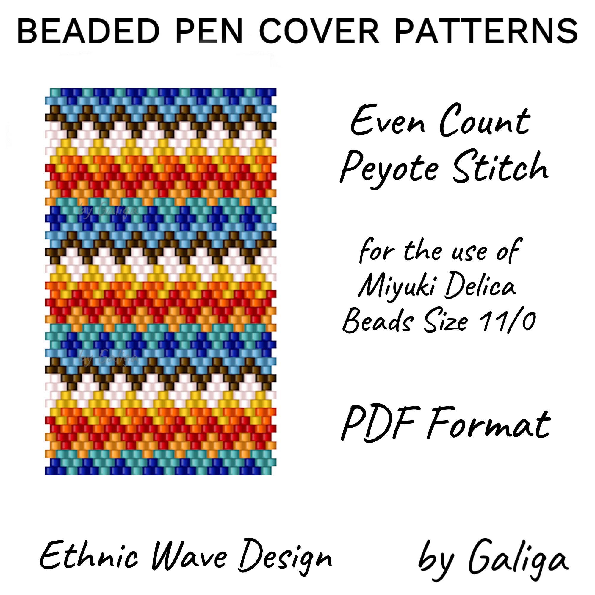 Pen Cover Pattern Ethnic Wave Beaded Pen Wrap Geometric Peyote Seed ...