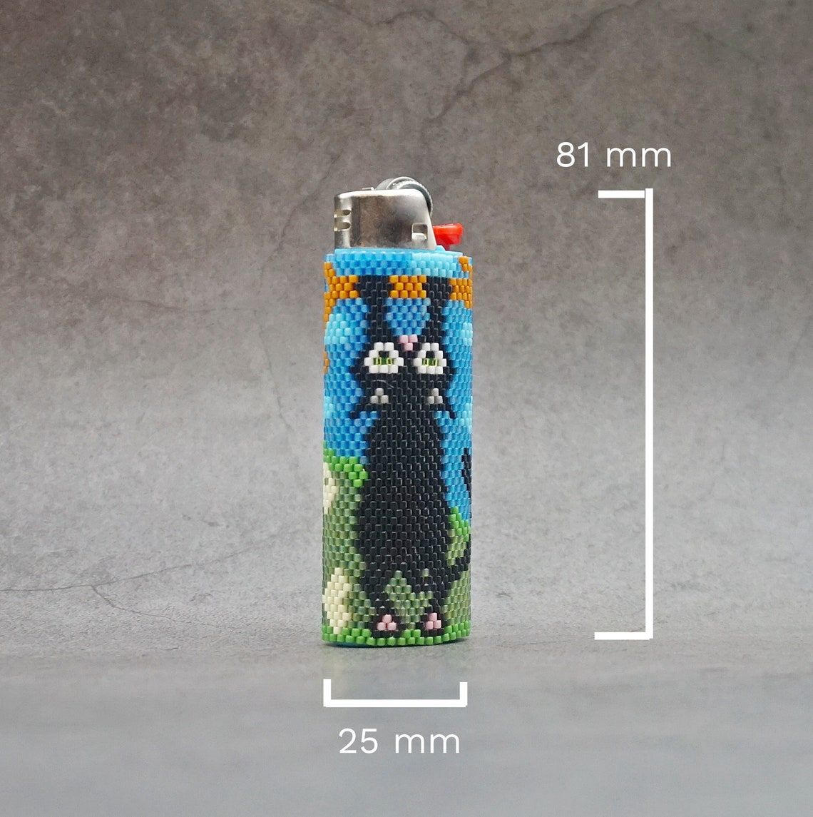Cat Lighter Pattern Funny Cat Beaded Lighter Cover Design Beading ...
