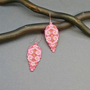 Leaf Beaded Earrings Patterns SET of 6 for Beading Jewelry Making DIY ...