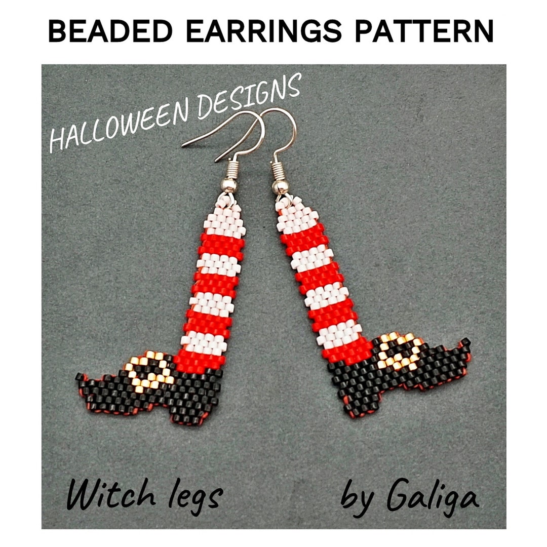 HALLOWEEN Patterns WITCH LEGS Beaded Earrings Pattern Holiday Beading ...