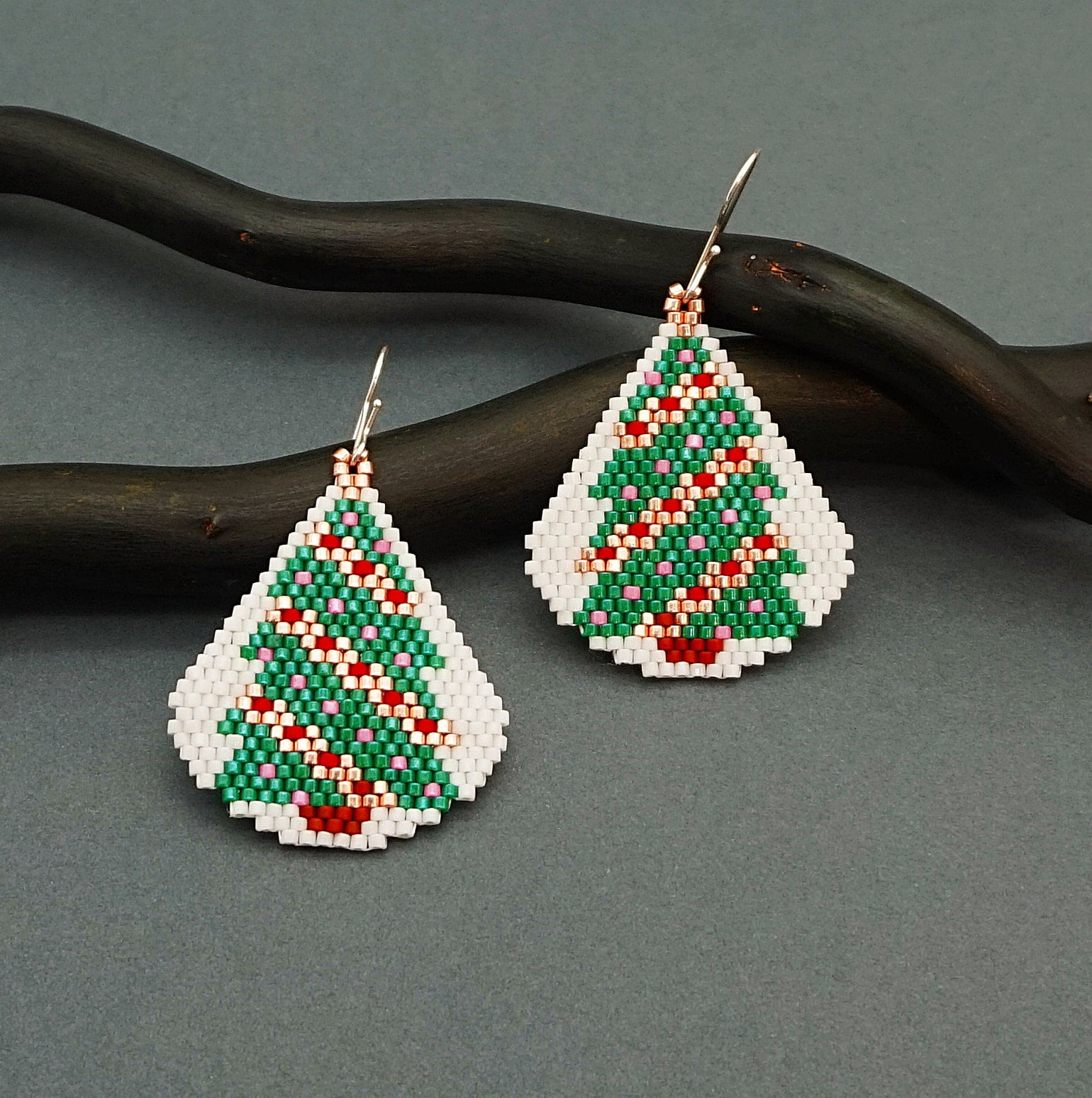 CHRISTMAS EARRINGS Patterns Beading Set of 10 Brick Stitch - Etsy