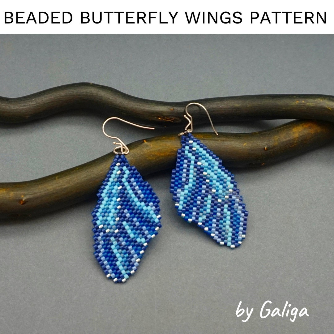Blue Shades Butterfly Wing Beaded Pattern DIY Earrings Beading Jewelry ...