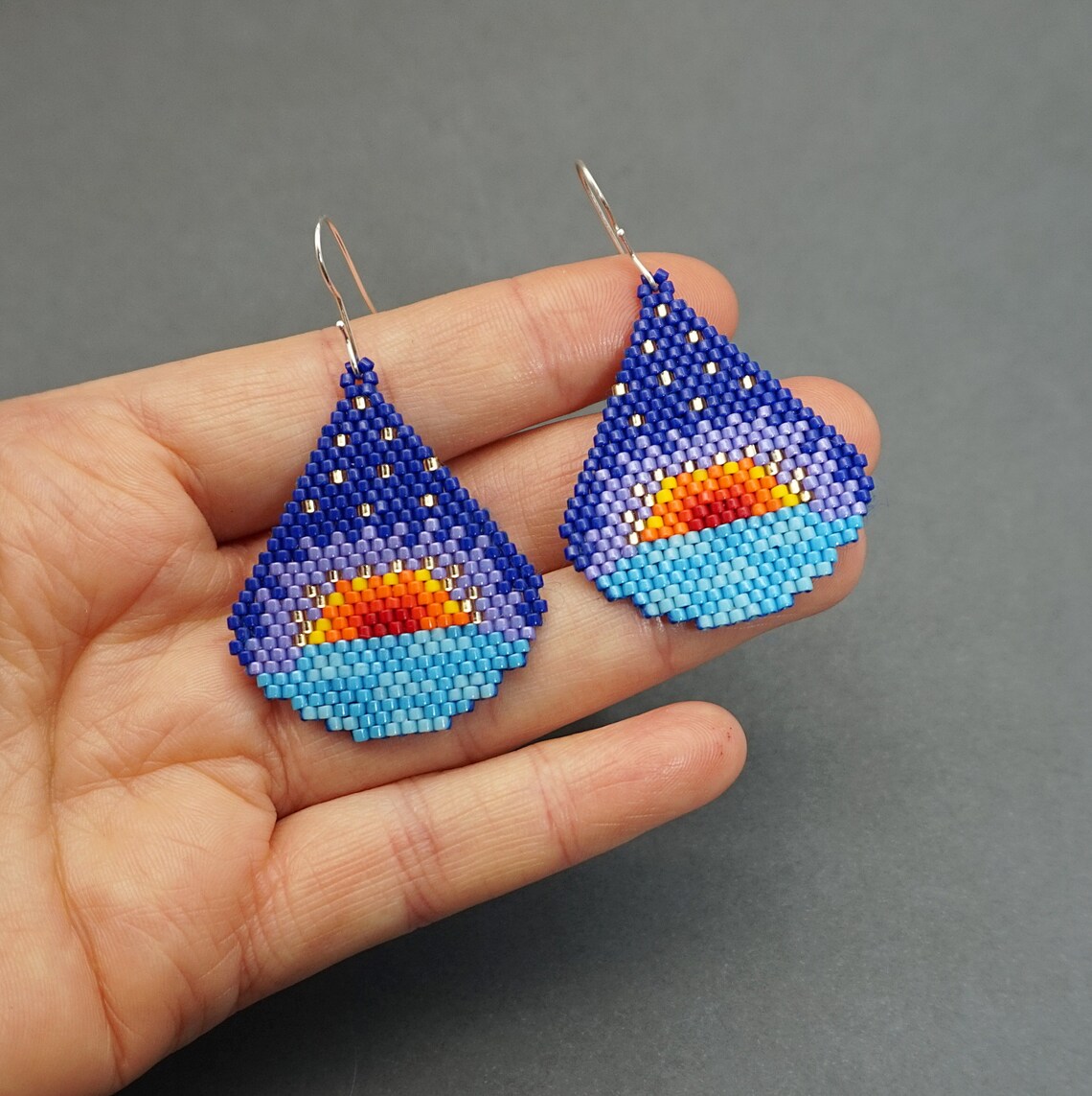 Ocean Sunset Beaded Earrings Pattern Beading Pattern Seed - Etsy