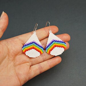 Beaded Earrings Patterns 2 Colors, Beading Pattern, Colorful Rainbow ...