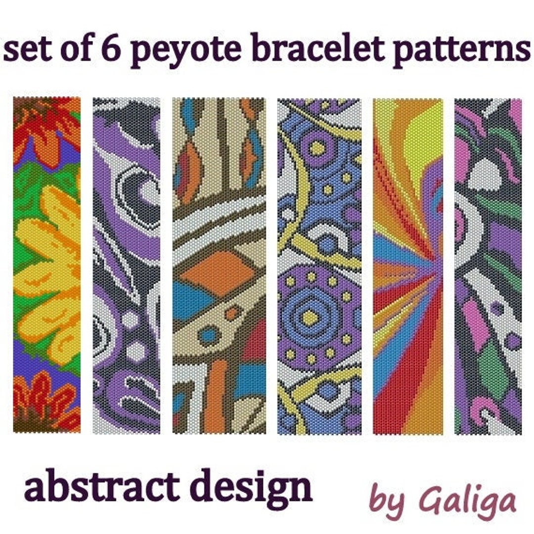 Peyote Bracelet Patterns SET of 6 Abstract Design Beading - Etsy
